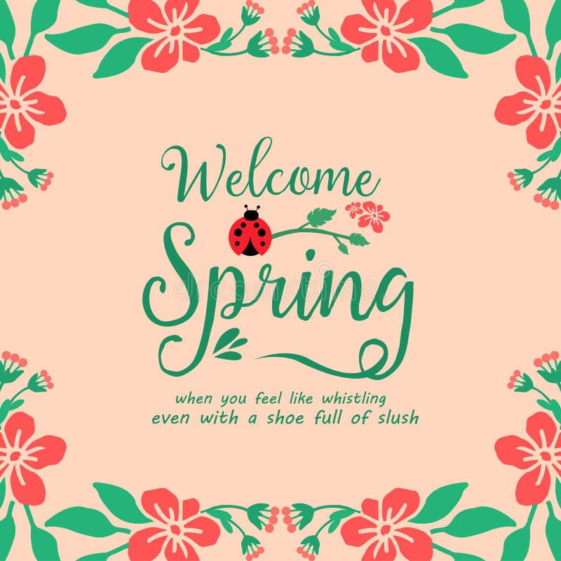 Welcome Spring Poster Design, with Elegant Leaf and Floral Frame ...