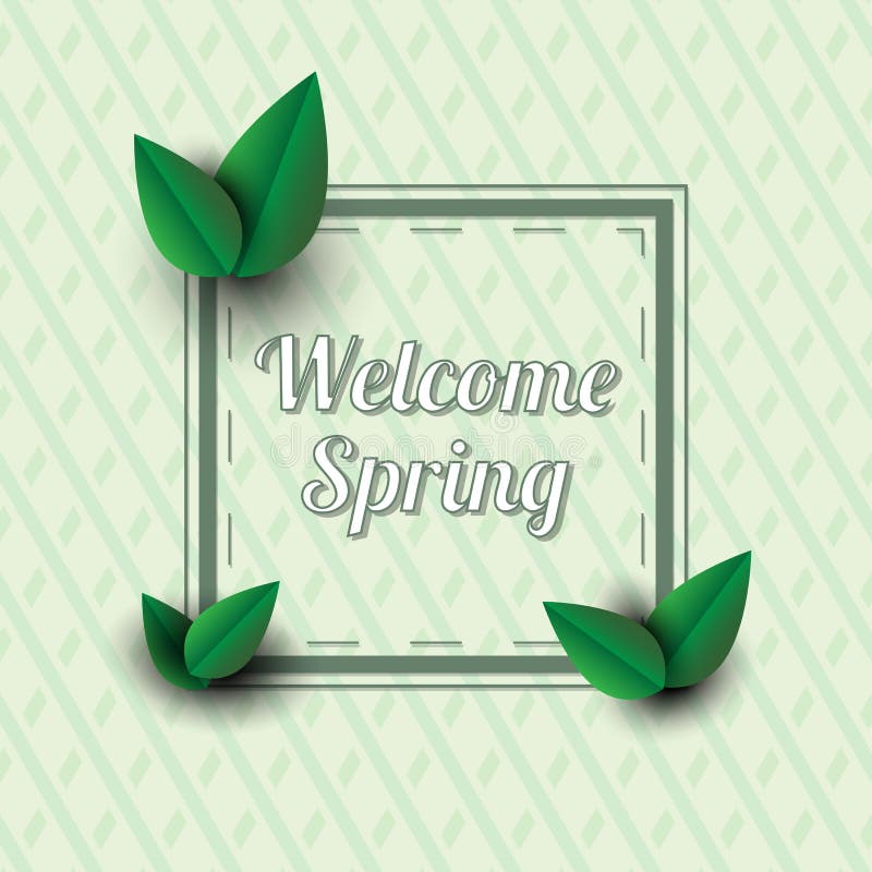 Welcome Spring .Text in a Frame with Decor Elements Stock Vector ...