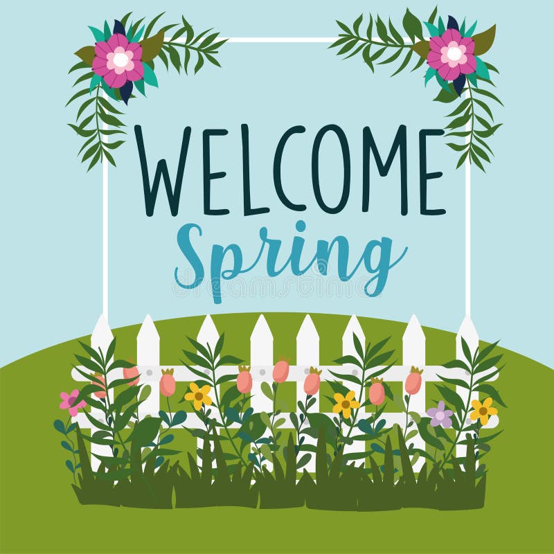Welcome spring text stock vector. Illustration of typo - 218010519