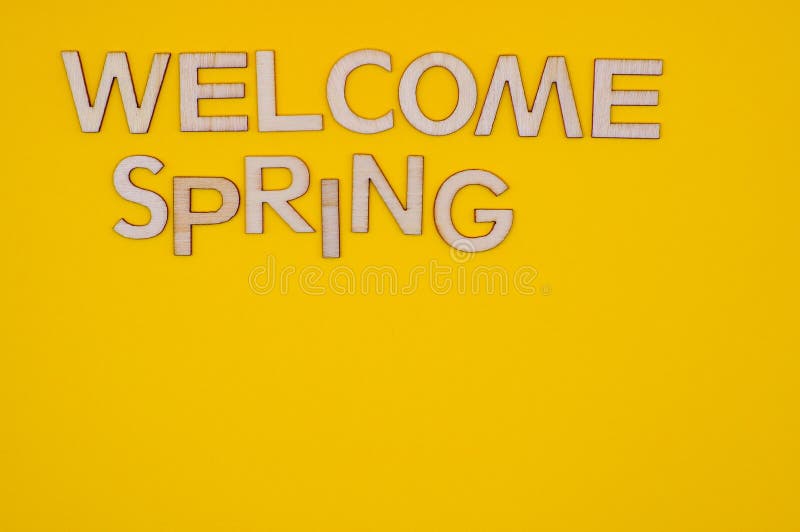 Welcome spring text stock image. Image of yellow, presentation - 359787429