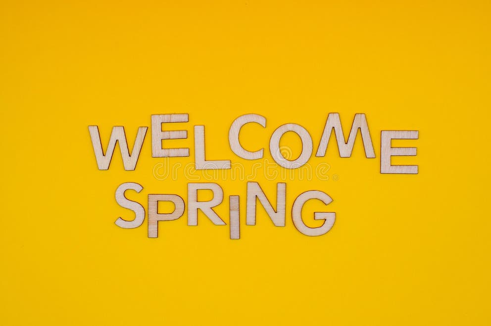 Welcome spring text stock image. Image of banner, poster - 359787453