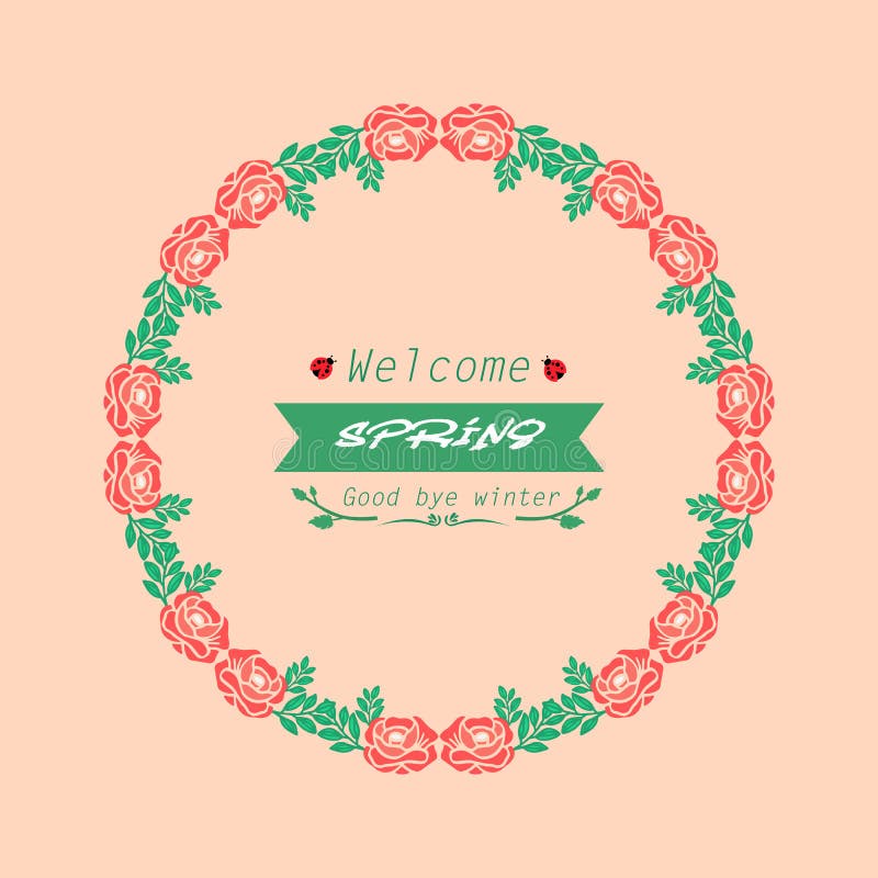 Welcome Spring Unique Card Decoration, with Pattern of Leaf and Rose ...