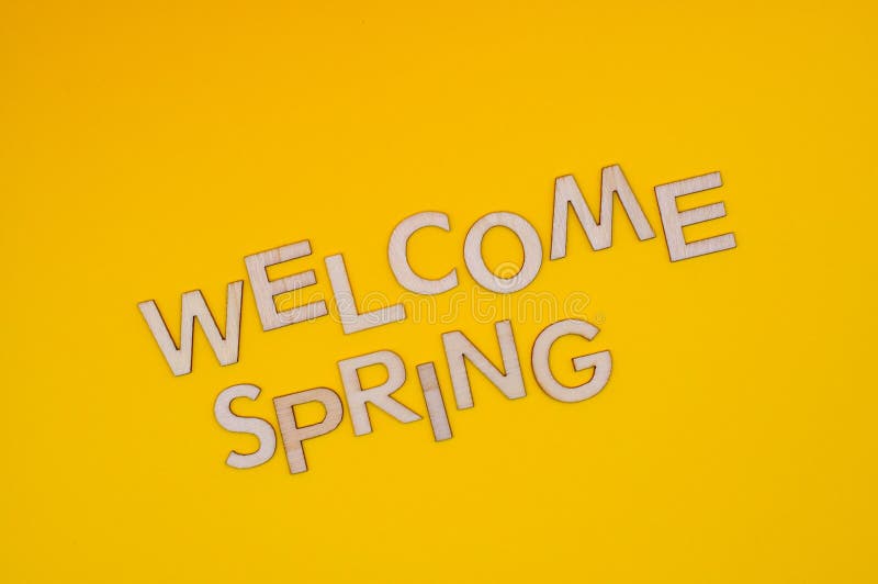 Welcome spring write stock photo. Image of design, font - 359787462