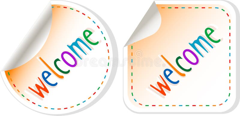 Welcome stickers label set stock illustration. Illustration of business ...