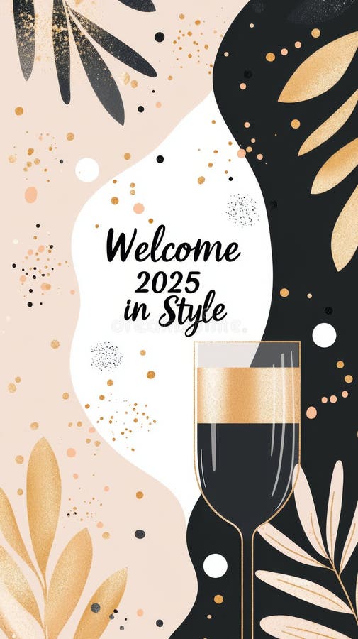 Welcome 2025 in Style with Chic Black and Gold Design Featuring Elegant ...
