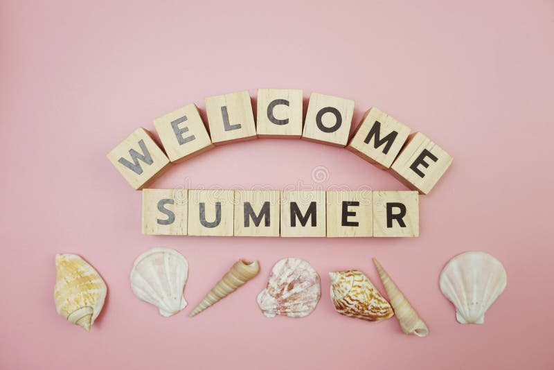 Welcome Summer Message Alphabet Letter with Green Monstera Leave on ...