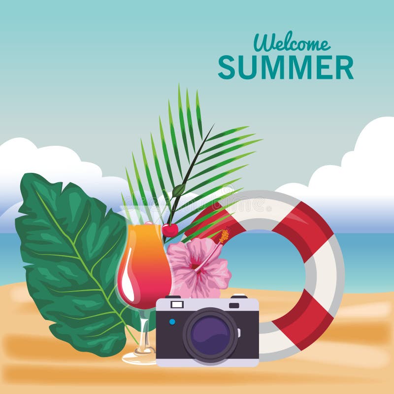 Welcome summer cartoons stock vector. Illustration of sunny - 120110634