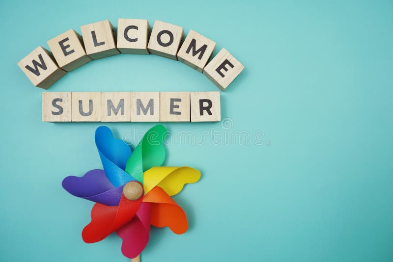 Welcome Summer Message Alphabet Letter with Green Monstera Leave on ...