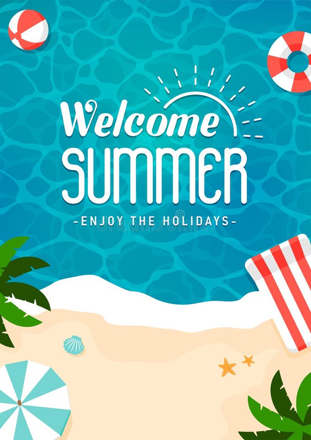 Welcome Summer Banner Illustration Stock Vector - Illustration of ...