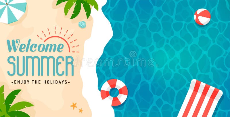 Welcome Summer Banner Illustration Stock Vector - Illustration of event ...