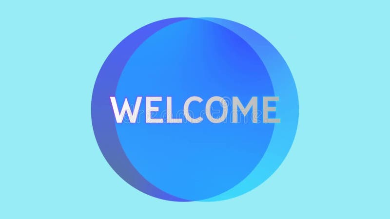 Welcome Text Animation Over Blue Circular Shapes on Light Blue ...