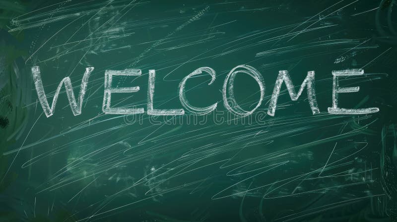 Welcome Text on Blackboard AI Generated Stock Photo - Image of chalk ...
