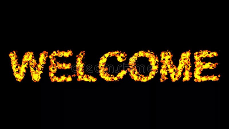 Welcome Text with Fire Effect on Plain Black Background Stock Footage ...