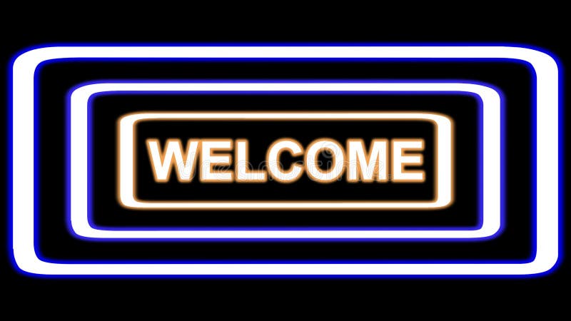 Welcome Text with Neon Light Frames Motion Graphics with Plain Black ...