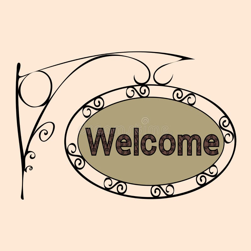 Welcome Text on Vintage Street Sign Stock Vector - Illustration of ...