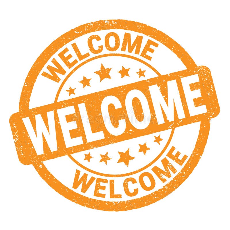 WELCOME Text Written on Red Round Postal Stamp Sign Stock Illustration ...