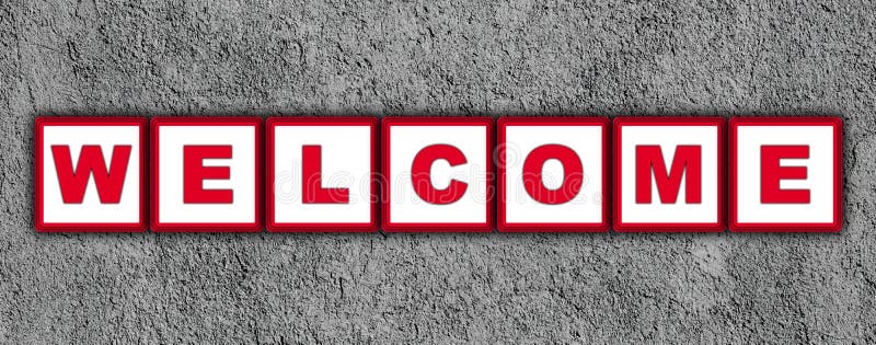 Welcome Title - Red Square Concept - Wall Background - 3D Illustration ...