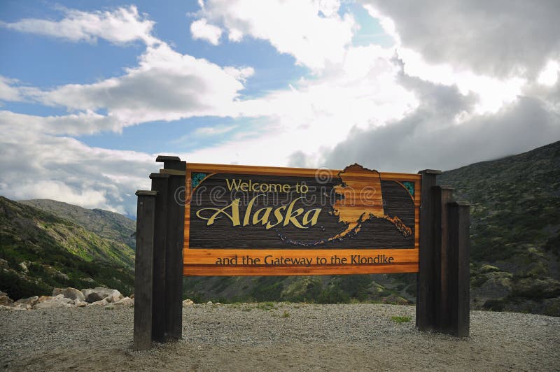 Welcome to Alaska Sign stock photo. Image of sign, clouds - 10657016