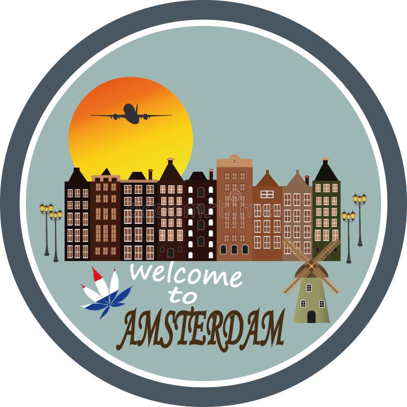 Welcome To Amsterdam - Vintage Greeting Card Stock Vector ...