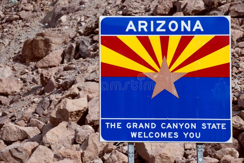Welcome To Arizona Road Sign Stock Image - Image of architectural ...