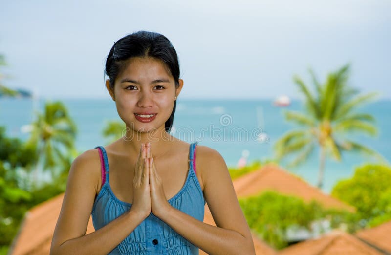 Welcome to asia stock photo. Image of hand, attractive - 7363156