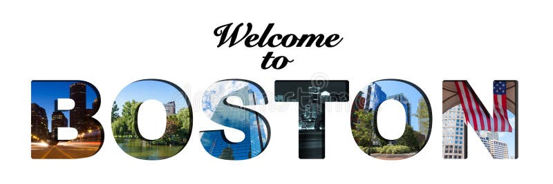 Welcome To Boston Text and Photo Collage Stock Illustration ...