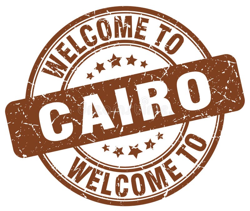 WELCOME TO CAIRO - EGYPT, Words Written on Light Blue Rectangle Stamp ...