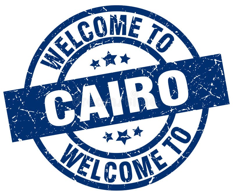WELCOME TO CAIRO - EGYPT, Words Written on Light Blue Rectangle Stamp ...