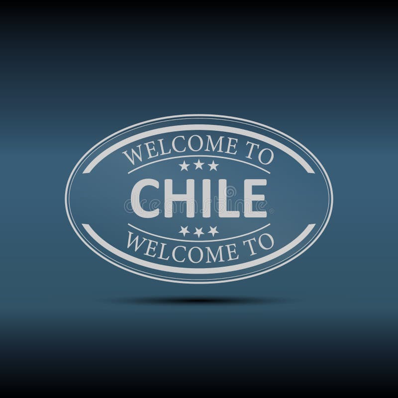Welcome To CHILE Logo Badge Speech Bubble on Blue Bckground Stock ...