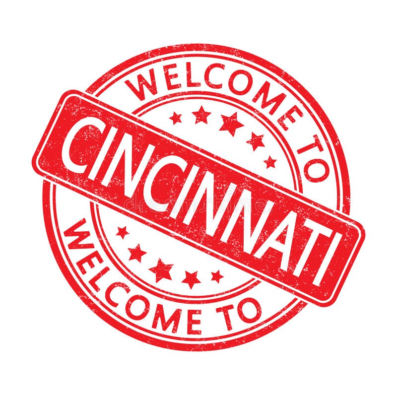 Welcome To Cincinnati. Impression of a Round Stamp with a Scuff Stock ...