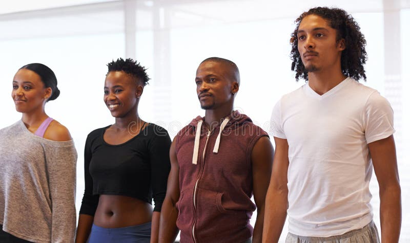 Welcome To Dance Class. a Group of Young Dancers in a Row. Stock Photo ...