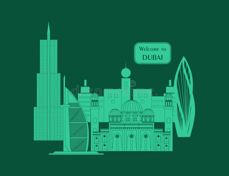 Welcome to dubai stock vector. Illustration of arab, city - 95911047