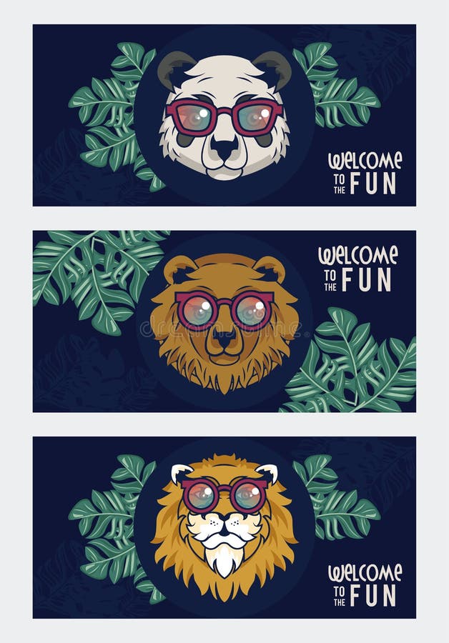 Welcome To the Fun with Animals Using Glasses Stock Vector ...