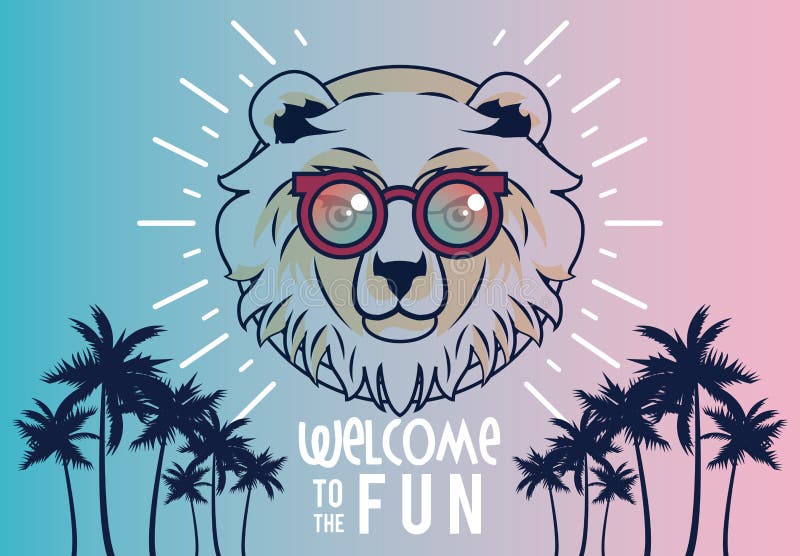 Welcome To the Fun with Bear Using Glasses Stock Vector - Illustration ...