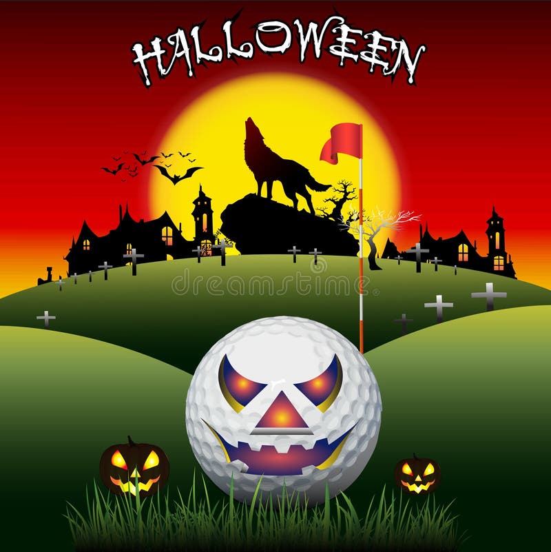 Halloween Golf, Welcome To Golf Course. Stock Vector - Illustration of ...