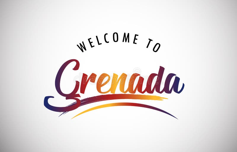 Grenada Welcome To Word Text With Creative Purple Pink Handwritten Font ...