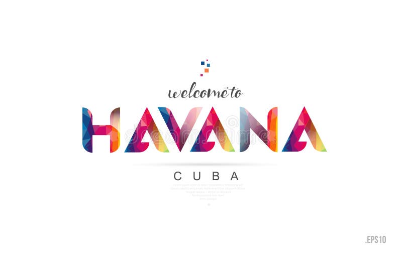 Havana Welcome To Word Text With Handwritten Font And Red Hearts Square