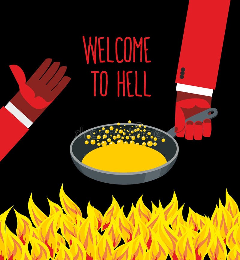 Welcome To Hell. Cute Red Devil Holding a Sign and Trident Stock Vector ...