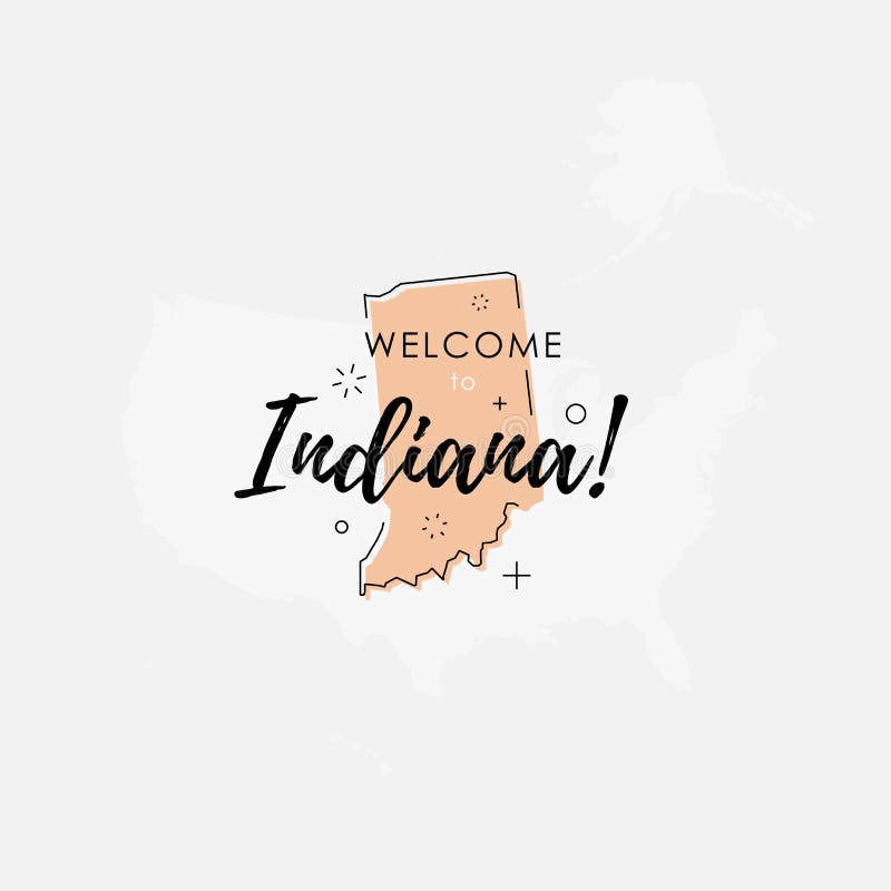 Welcome To Indiana State Map Stock Illustration - Illustration of ...