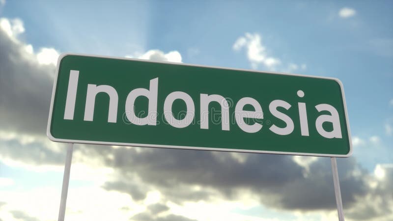 Welcome To Indonesia Road Sign on Blue Sky with Clouds Stock Footage ...