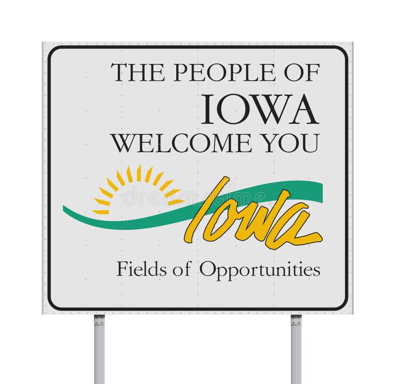 Welcome to Iowa road sign stock vector. Illustration of graphics ...