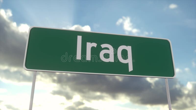 Welcome To Iraq Road Sign on Blue Sky with Clouds Stock Footage - Video ...