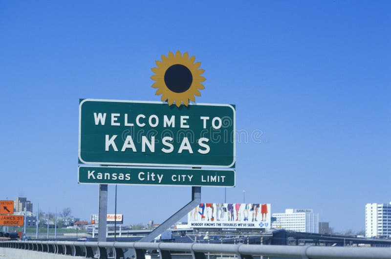 Welcome to Kansas Sign editorial stock photo. Image of color - 23166058