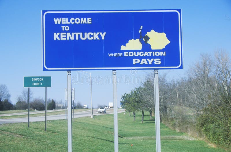 Welcome to Kentucky Sign stock photo. Image of transportation - 23166106