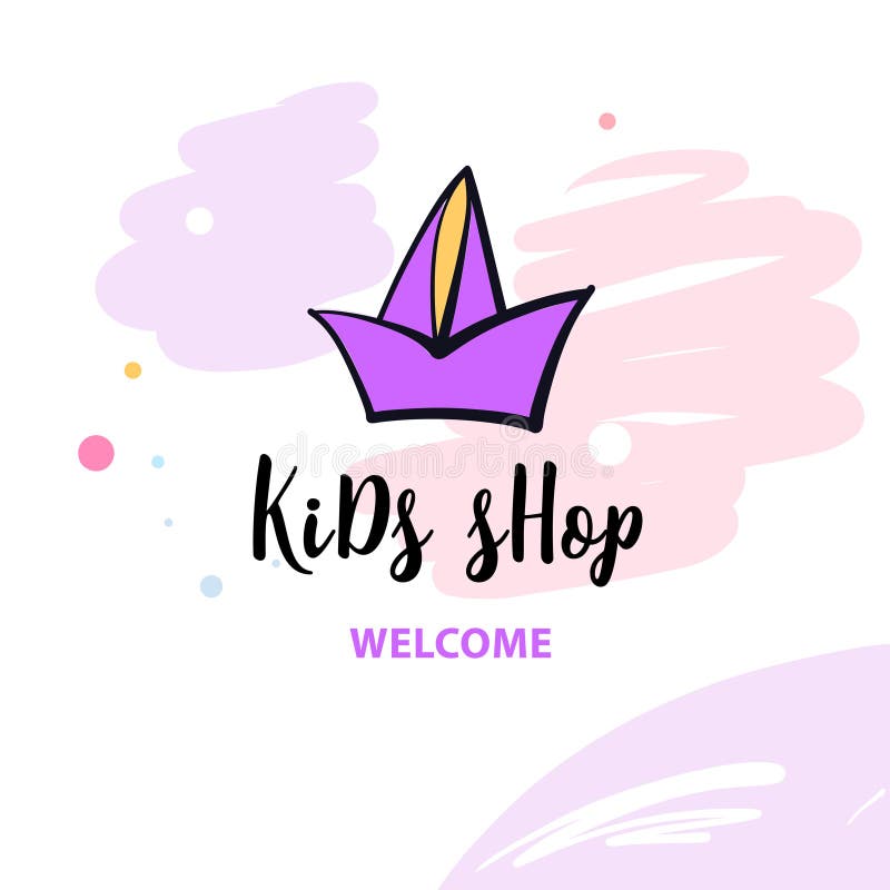Welcome To Kid Shop. Hand Drawn Image with Ship on White Background ...