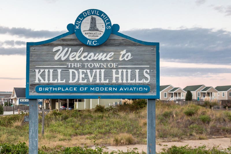 Welcome To Kill Devil Hills Sign Stock Photo - Image of summer, ocean: 384713756