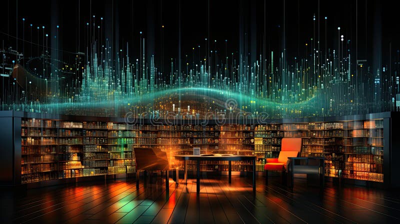 Welcome To a Library of the Future Stock Illustration - Illustration of ...