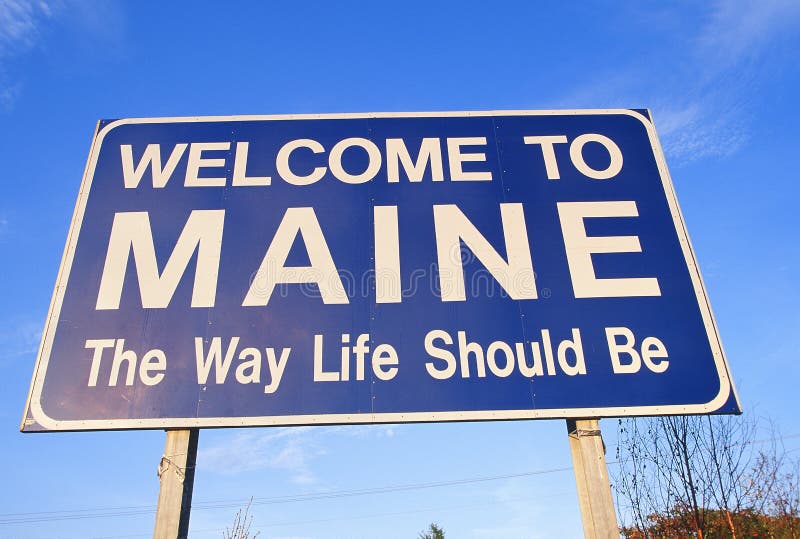 Welcome to Maine Sign stock photo. Image of boundary - 23168248