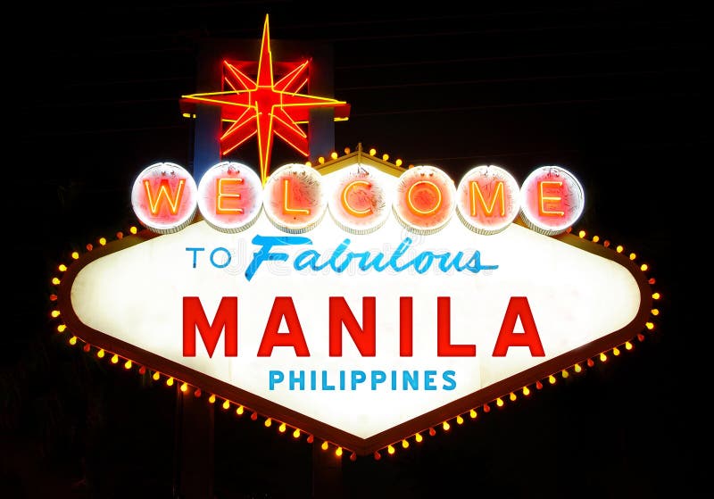 Welcome to Manila stock image. Image of lights, fabulous - 171227689