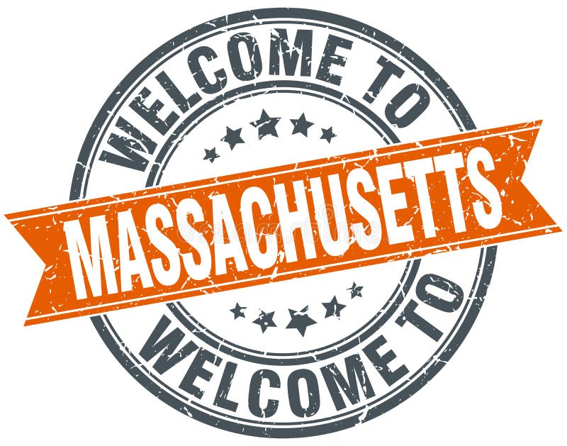 Welcome To Massachusetts Orange Round Stamp Stock Vector - Illustration ...